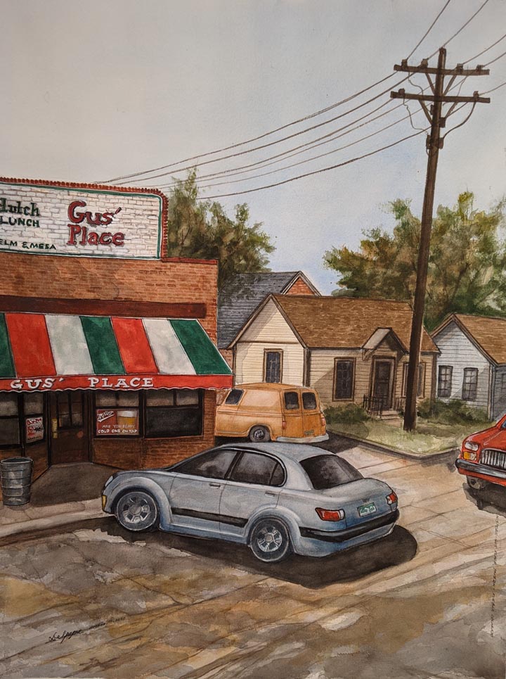 "Getting a Dutch Lunch at Gus's Place" - Watercolor Painting by Chuck ...